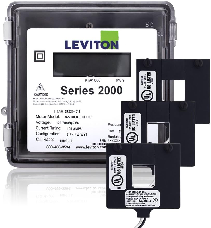 Leviton Series 2000 277/480V3P4W 100A Outdoor kWh Meter Kit with 3 Spl ...